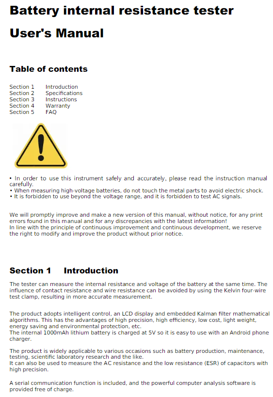 RC3563 Lithium Battery Internal Resistance Tester with 4-wire Probes ...