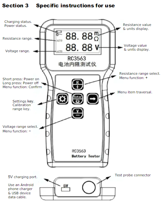 RC3563 Lithium Battery Internal Resistance Tester with 4-wire Probes ...